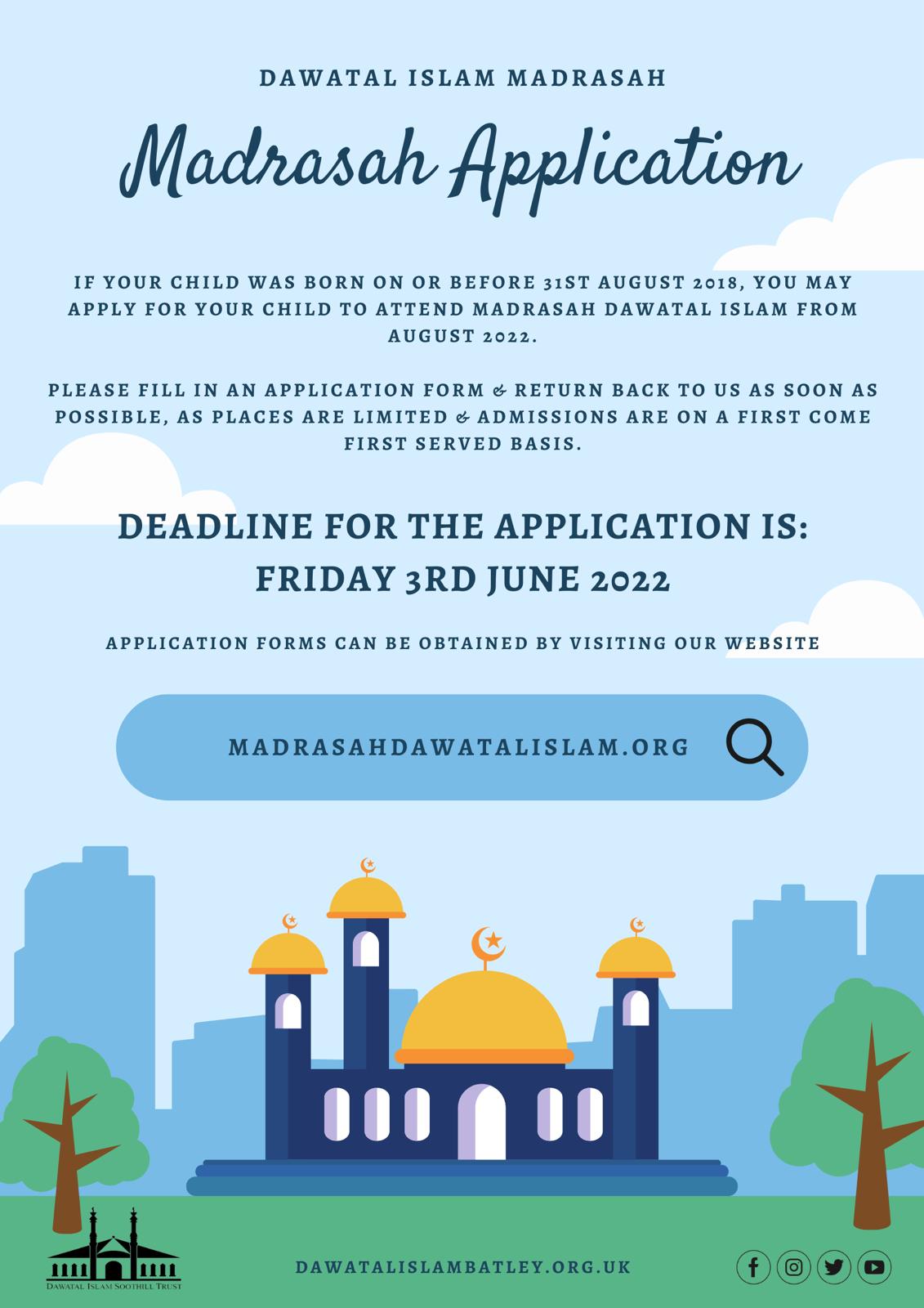 Madrasah Applications for 2022/23 – Madrasah Dawatal Islam